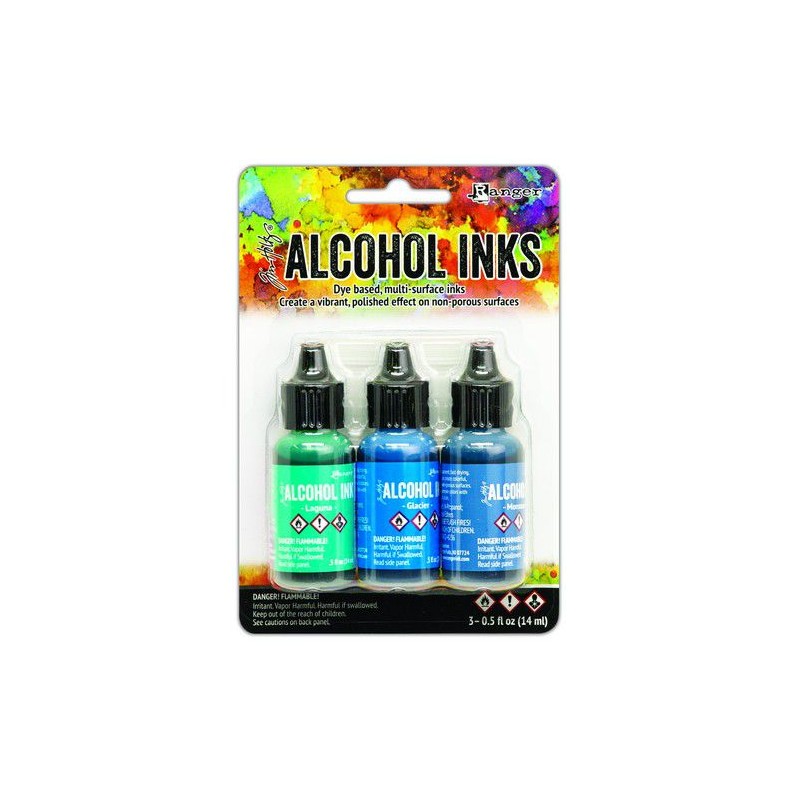 Ranger Alcohol Ink Kits Teal/Blue Spectrum 3x15 ml Tim Holtz